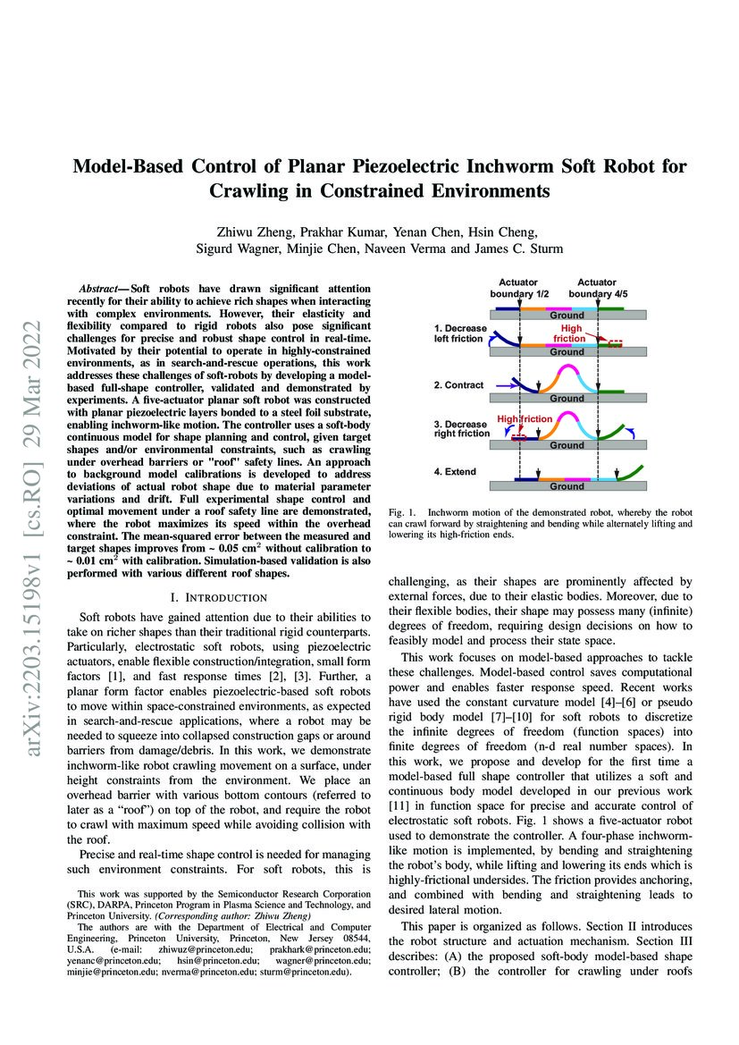 Model-Based Control of Planar Piezoelectric Inchworm Soft Robot for Crawling in Constrained ...