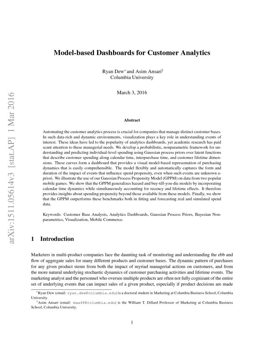 Model-based Dashboards for Customer Analytics | DeepAI