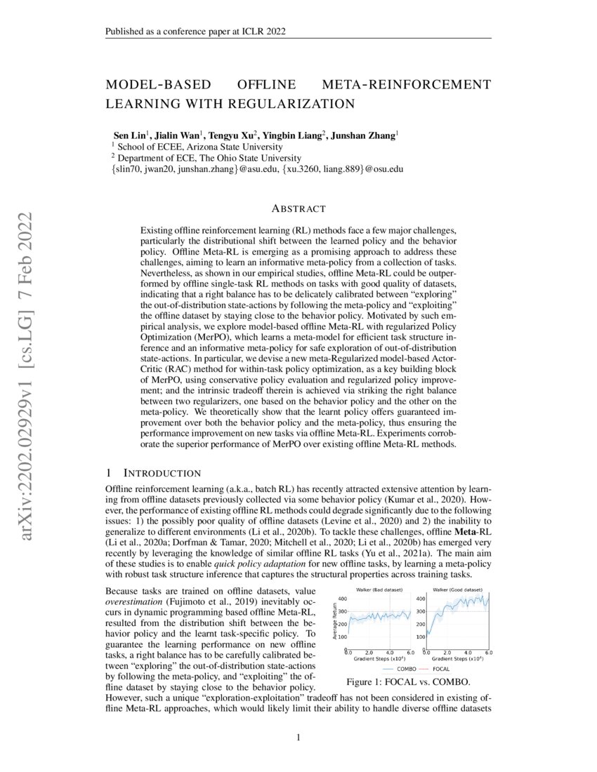 Model Based Offline Meta Reinforcement Learning With Regularization Deepai
