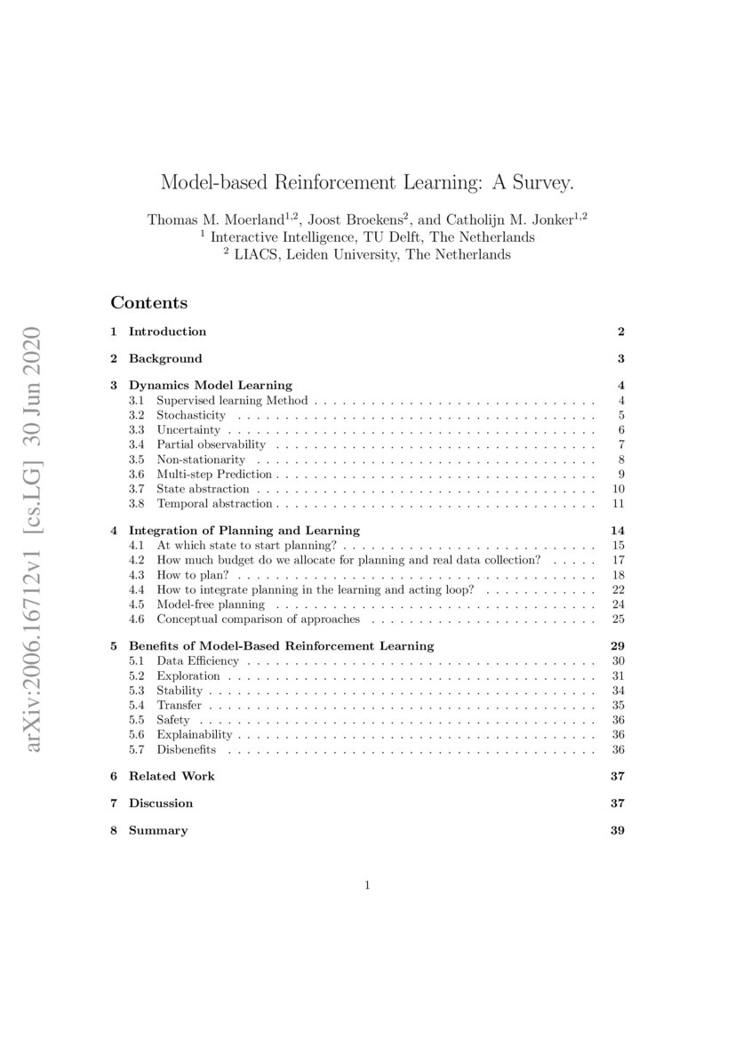 Model Based Reinforcement Learning A Survey Deepai