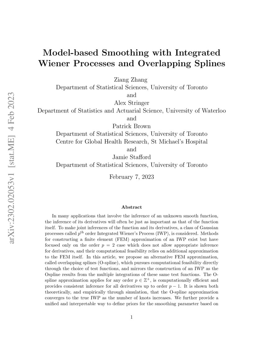 Model-based Smoothing with Integrated Wiener Processes and Overlapping Splines | DeepAI