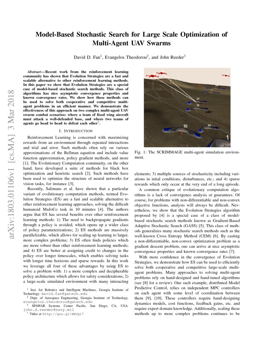 Model Based Stochastic Search For Large Scale Optimization Of Multi