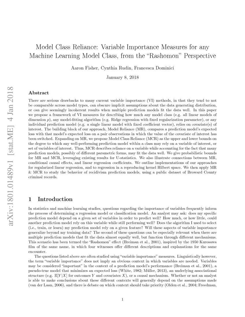Model Class Reliance: Variable Importance Measures for any Machine ...