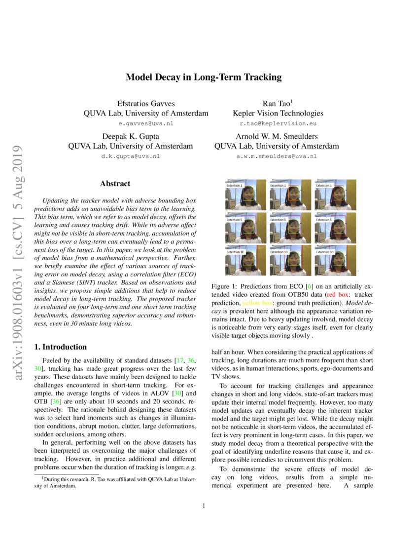 Model Decay in Long-Term Tracking | DeepAI