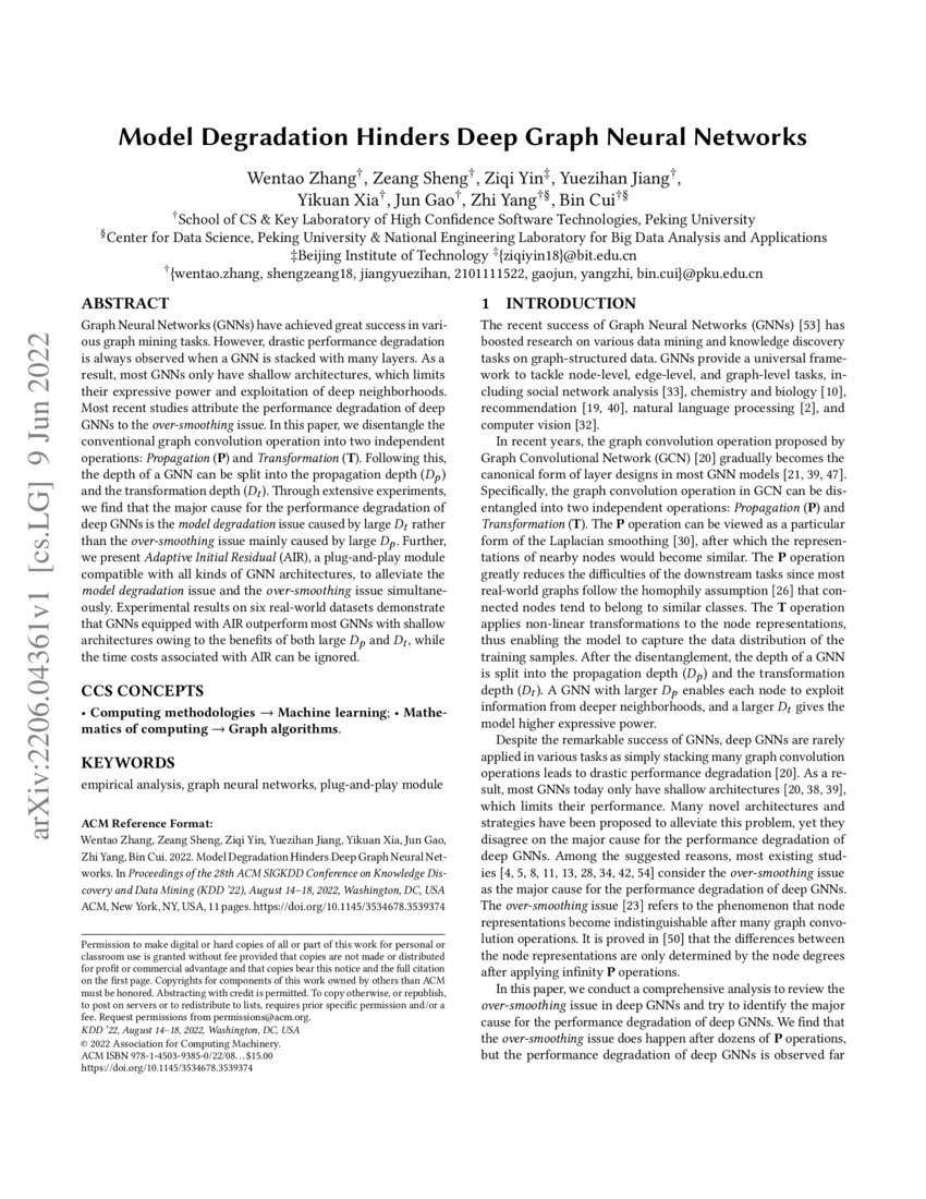 Model Degradation Hinders Deep Graph Neural Networks | DeepAI
