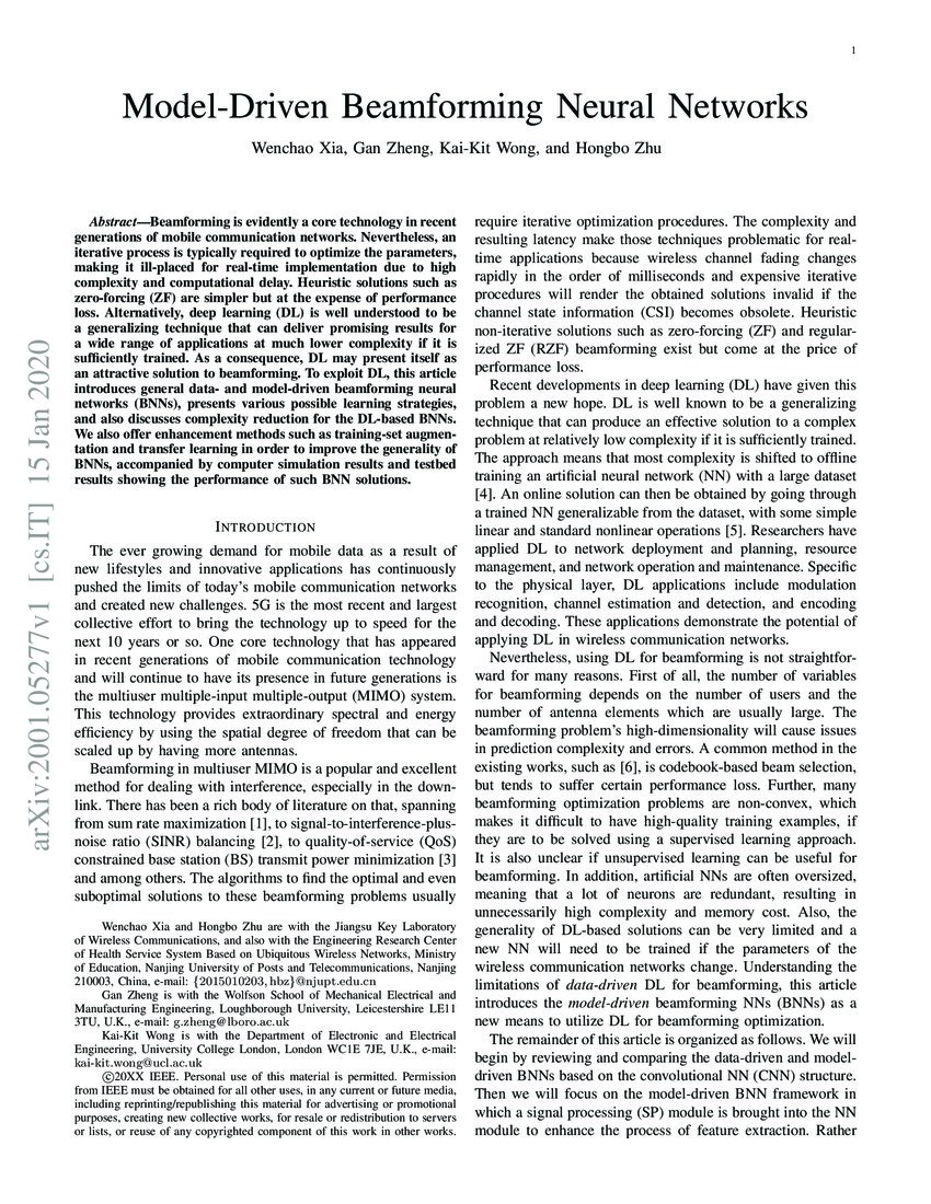 Model-Driven Beamforming Neural Networks | DeepAI