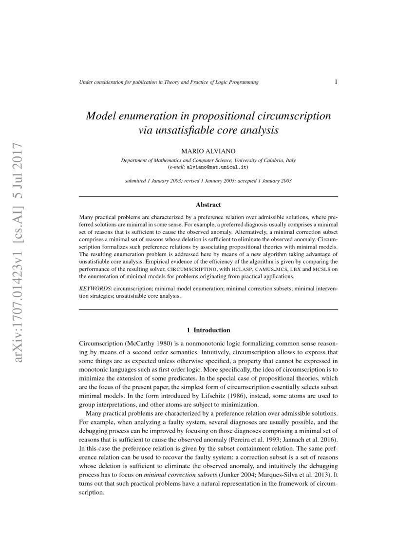 Model Enumeration In Propositional Circumscription Via Unsatisfiable Core Analysis Deepai