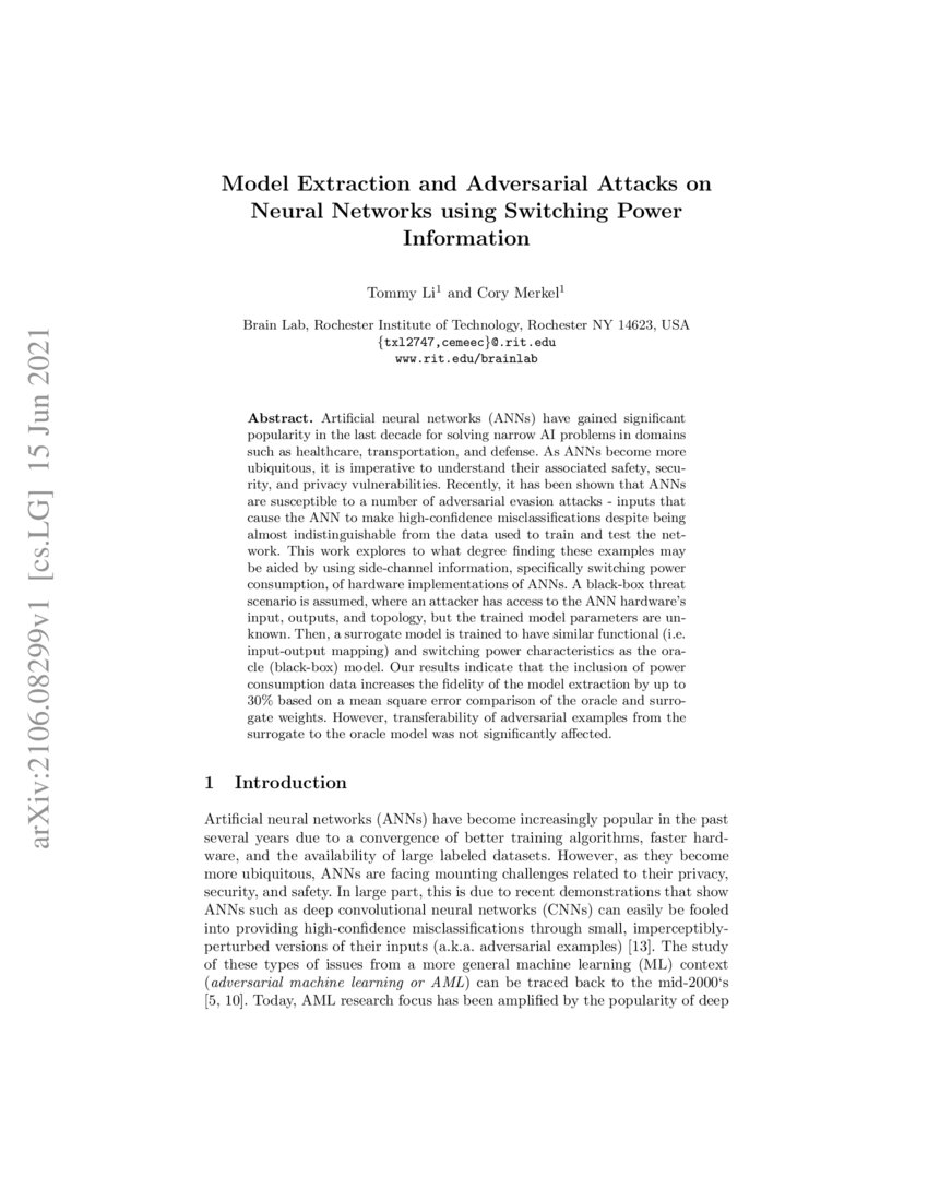 Model Extraction and Adversarial Attacks on Neural Networks using ...