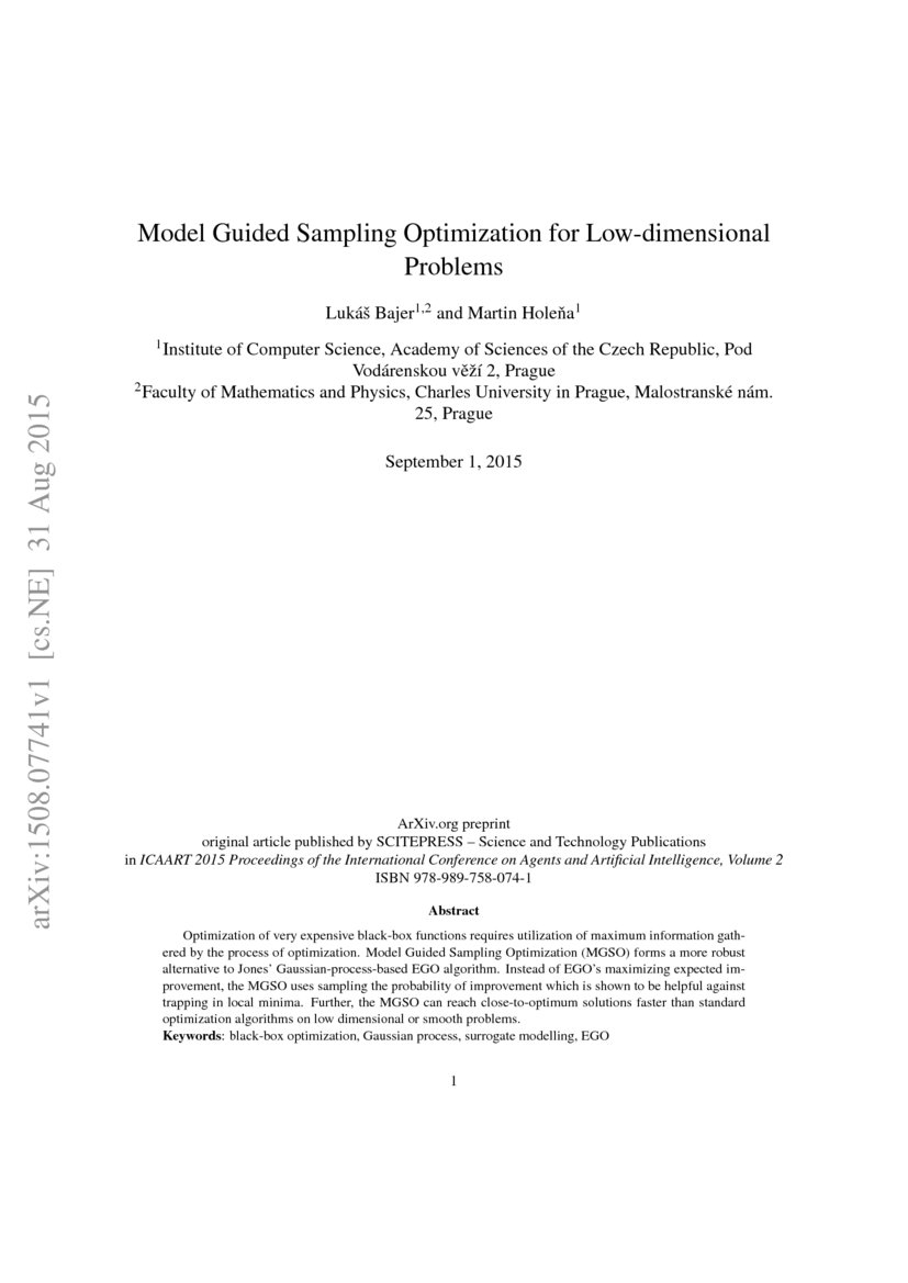 Model Guided Sampling Optimization for Low-dimensional Problems | DeepAI
