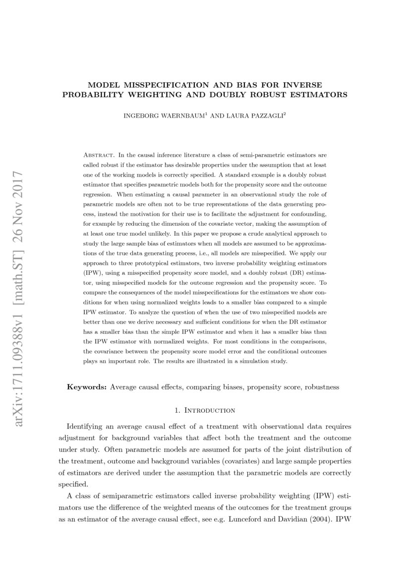 Model misspecification and bias for inverse probability weighting and doubly robust estimators ...