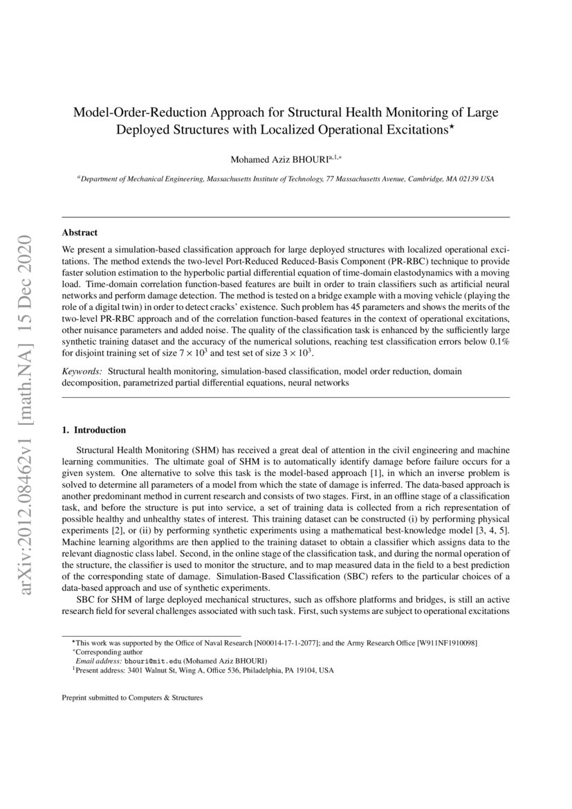 Model Order Reduction Approach For Structural Health Monitoring Of Large Deployed Structures