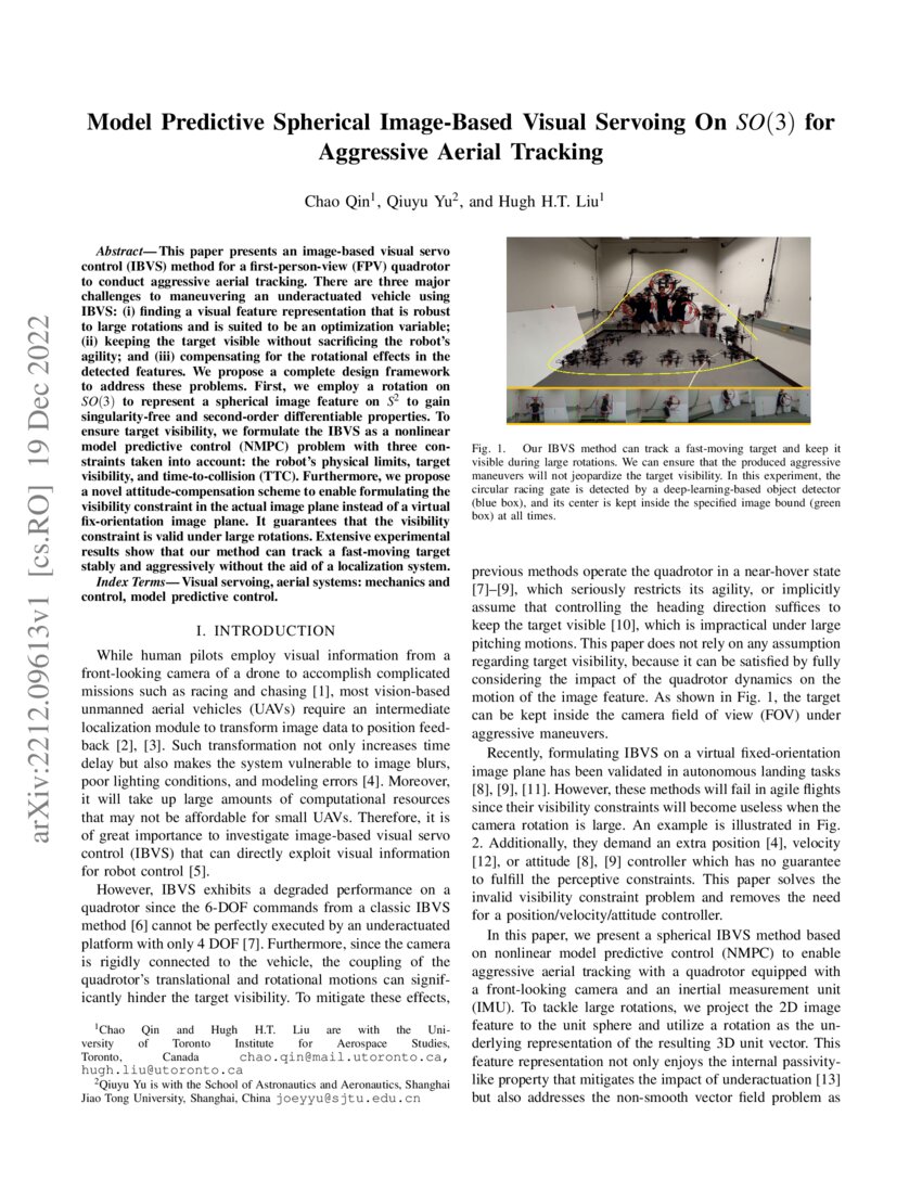 Model Predictive Spherical Image Based Visual Servoing On So3 For Aggressive Aerial Tracking 3930