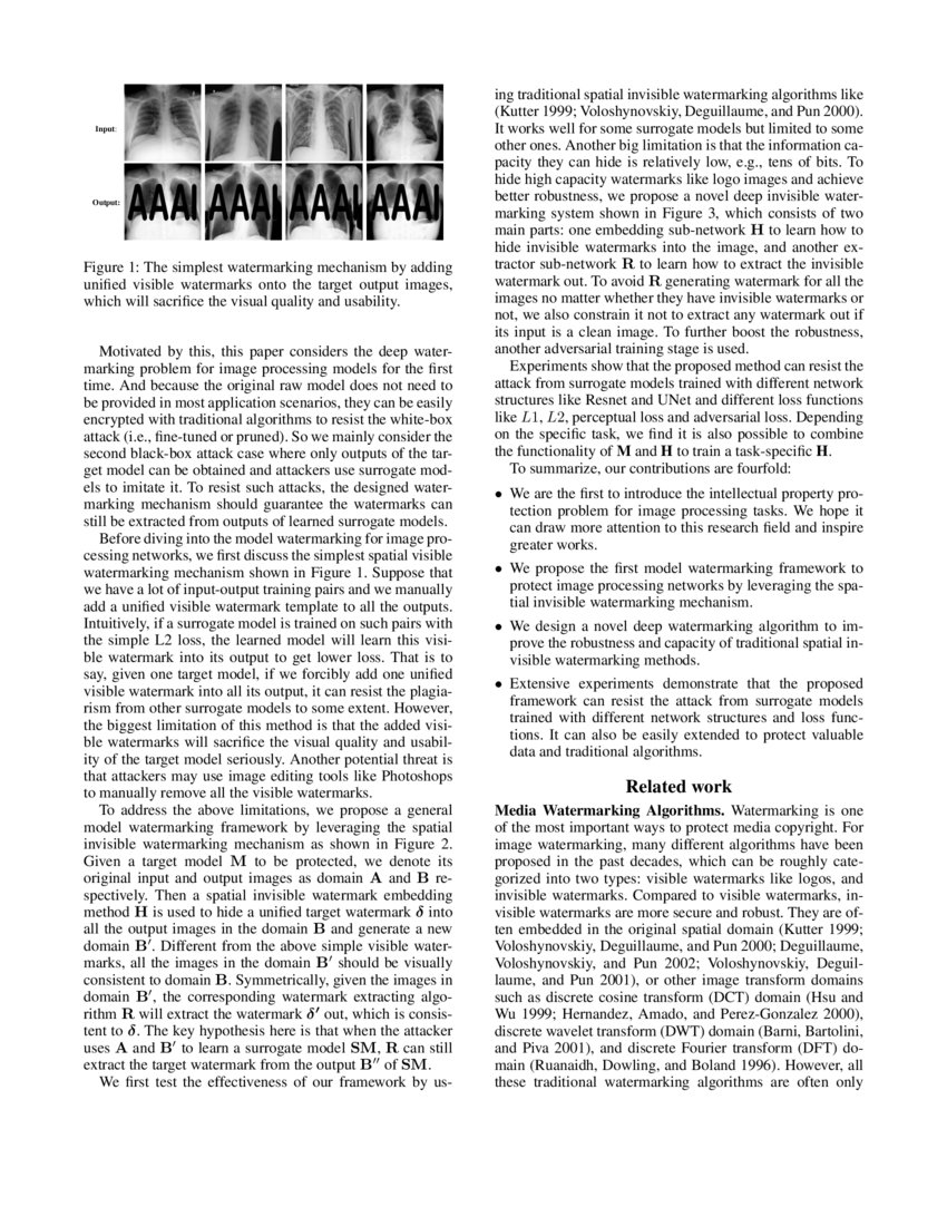 Model Watermarking For Image Processing Networks Deepai