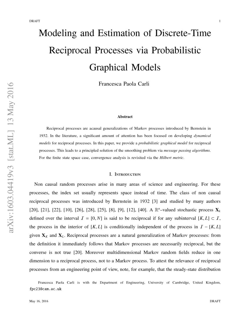 Modeling And Estimation Of Discrete Time Reciprocal Processes Via