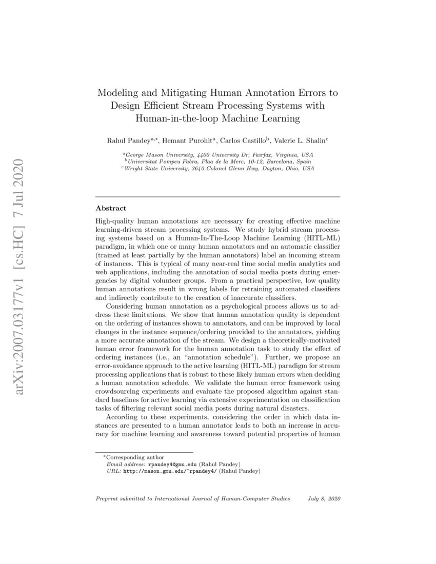 Modeling And Mitigating Human Annotation Errors To Design Efficient Stream Processing Systems
