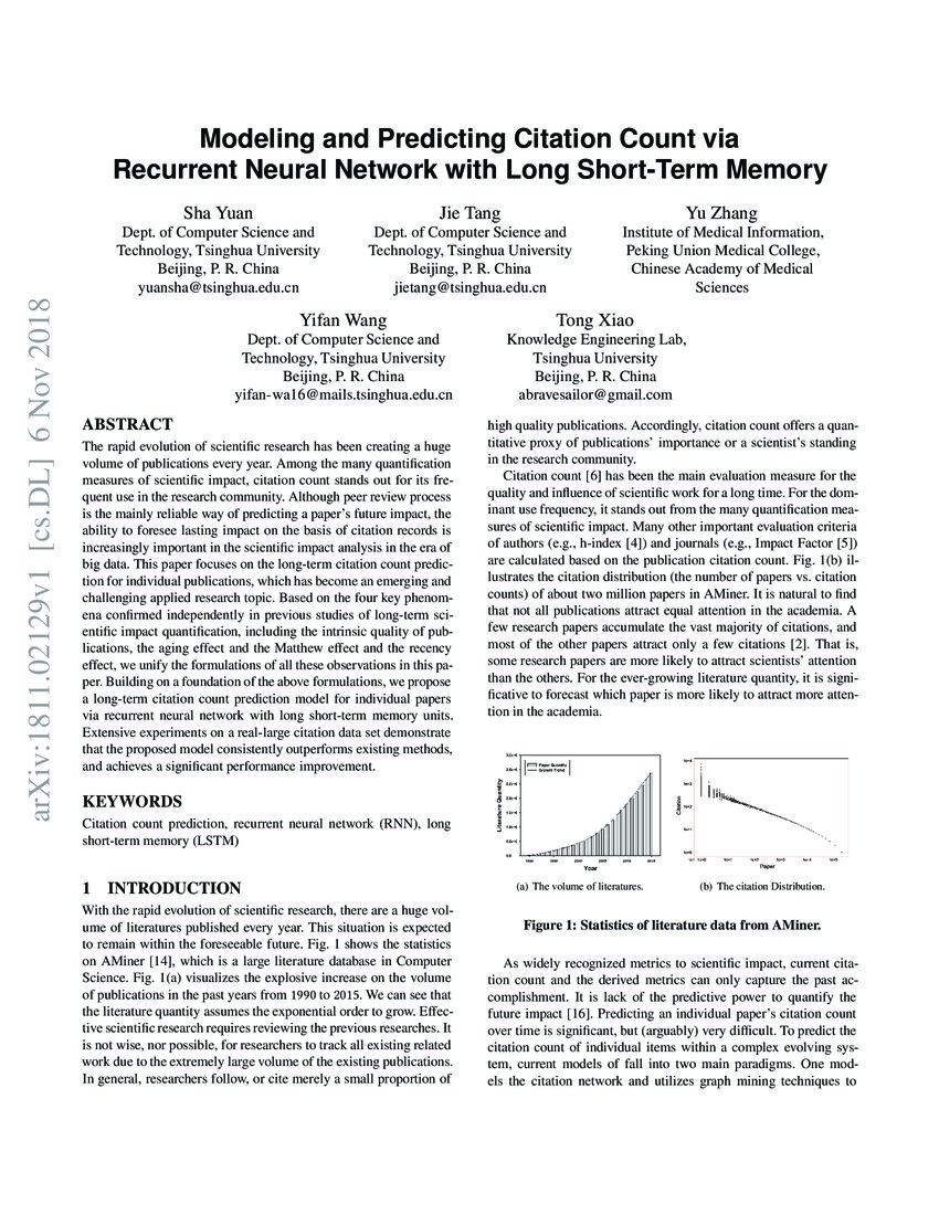 Modeling And Predicting Citation Count Via Recurrent Neural Network With Long Short Term Memory