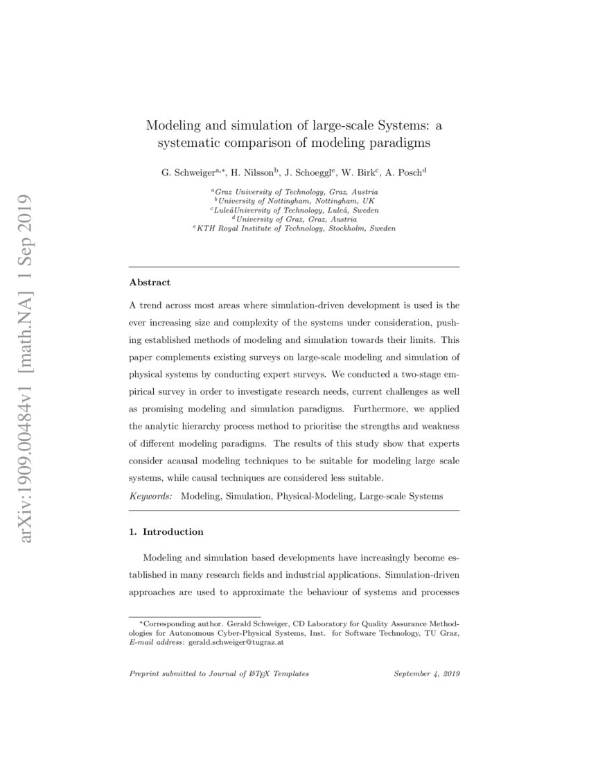 Modeling And Simulation Of Large Scale Systems A Systematic Comparison