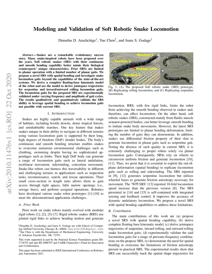 Modeling and Validation of Soft Robotic Snake Locomotion | DeepAI