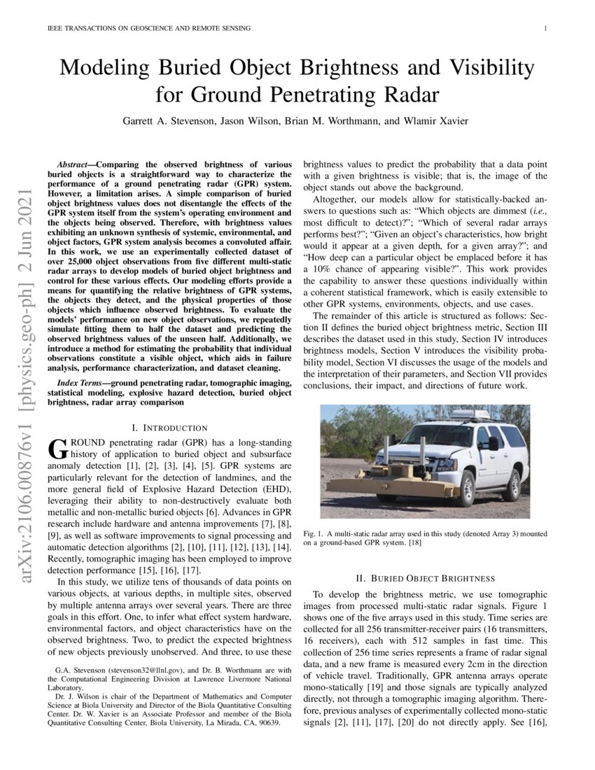 Modeling Buried Object Brightness and Visibility for Ground Penetrating ...