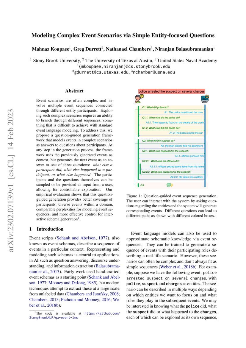 Modeling Complex Event Scenarios via Simple Entity-focused Questions ... Modeling Complex Event Scenarios via Simple Entity-focused Questions ...
