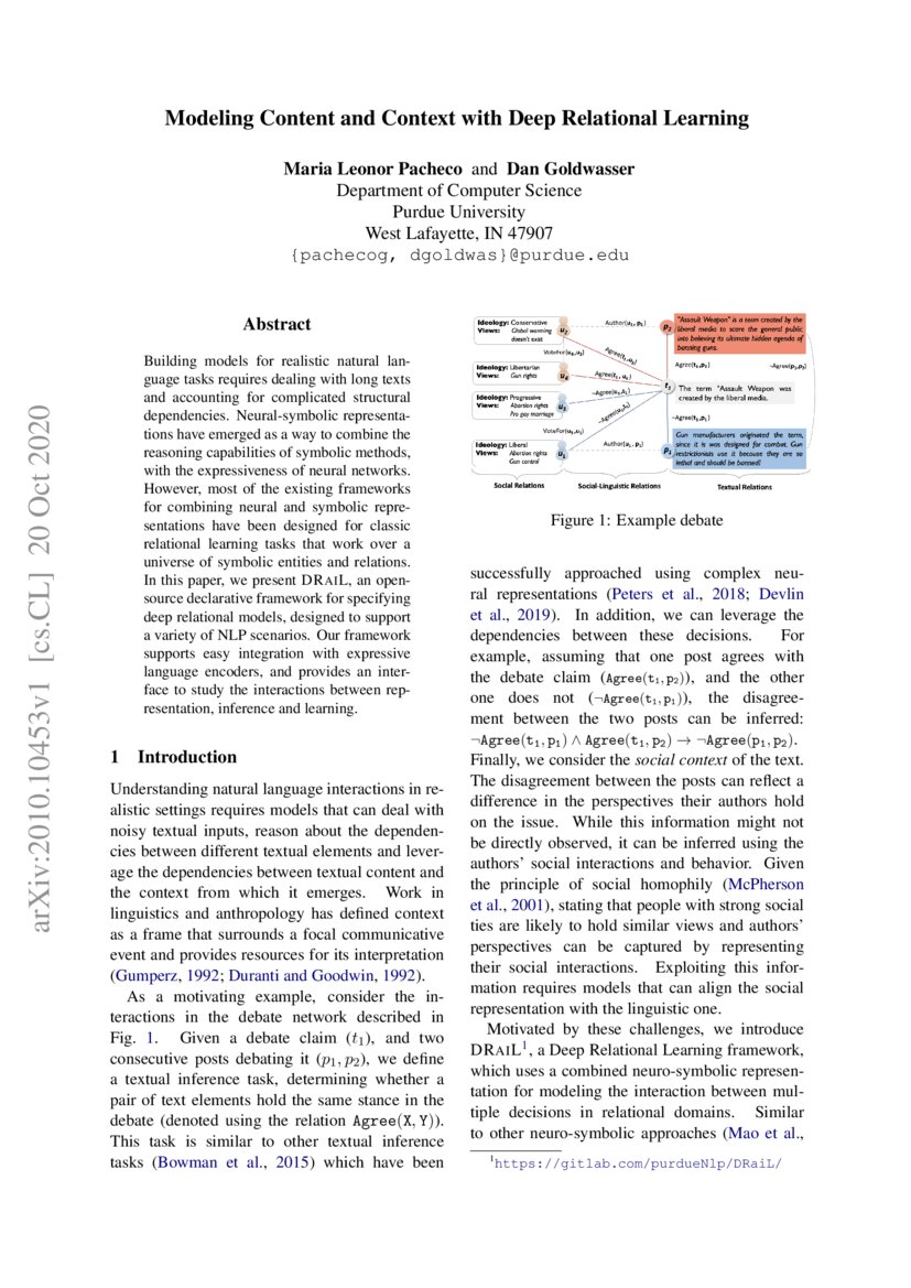 Modeling Content and Context with Deep Relational Learning | DeepAI