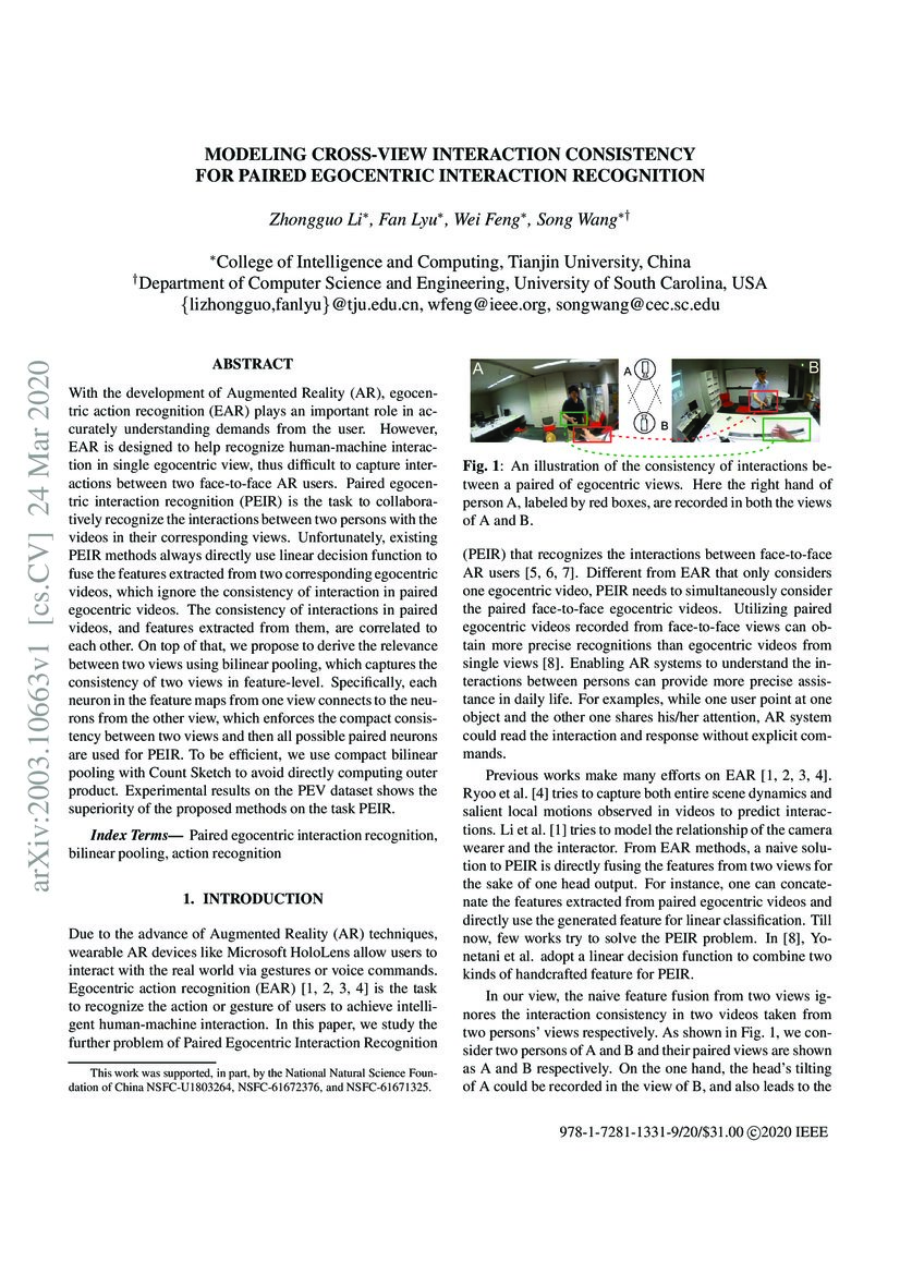 Modeling Cross View Interaction Consistency For Paired Egocentric Interaction Recognition Deepai