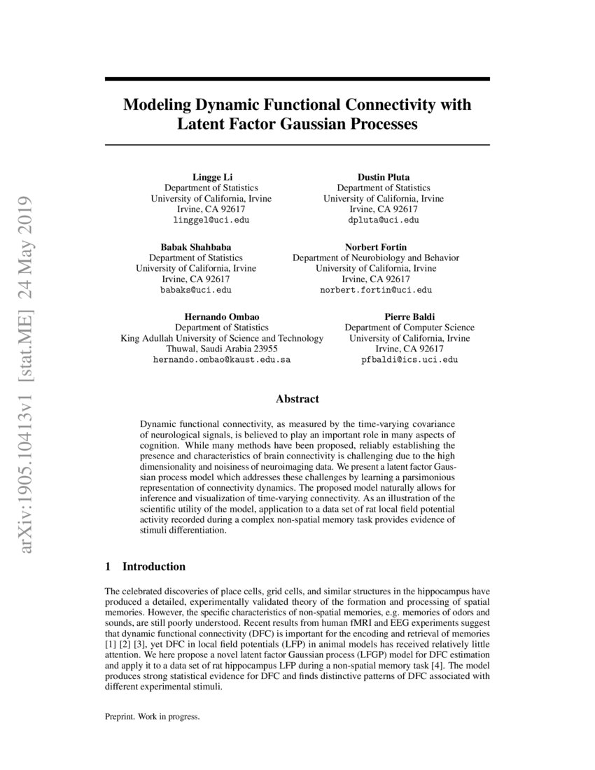 Modeling Dynamic Functional Connectivity With Latent Factor Gaussian