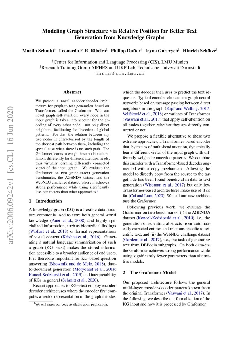 Modeling Graph Structure Via Relative Position For Better Text Generation From Knowledge Graphs 8573