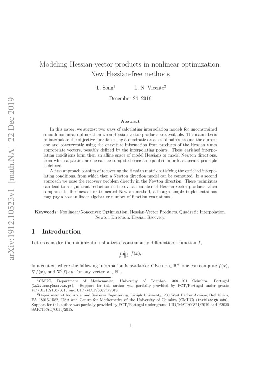 Modeling Hessian-vector products in nonlinear optimization: New Hessian ...