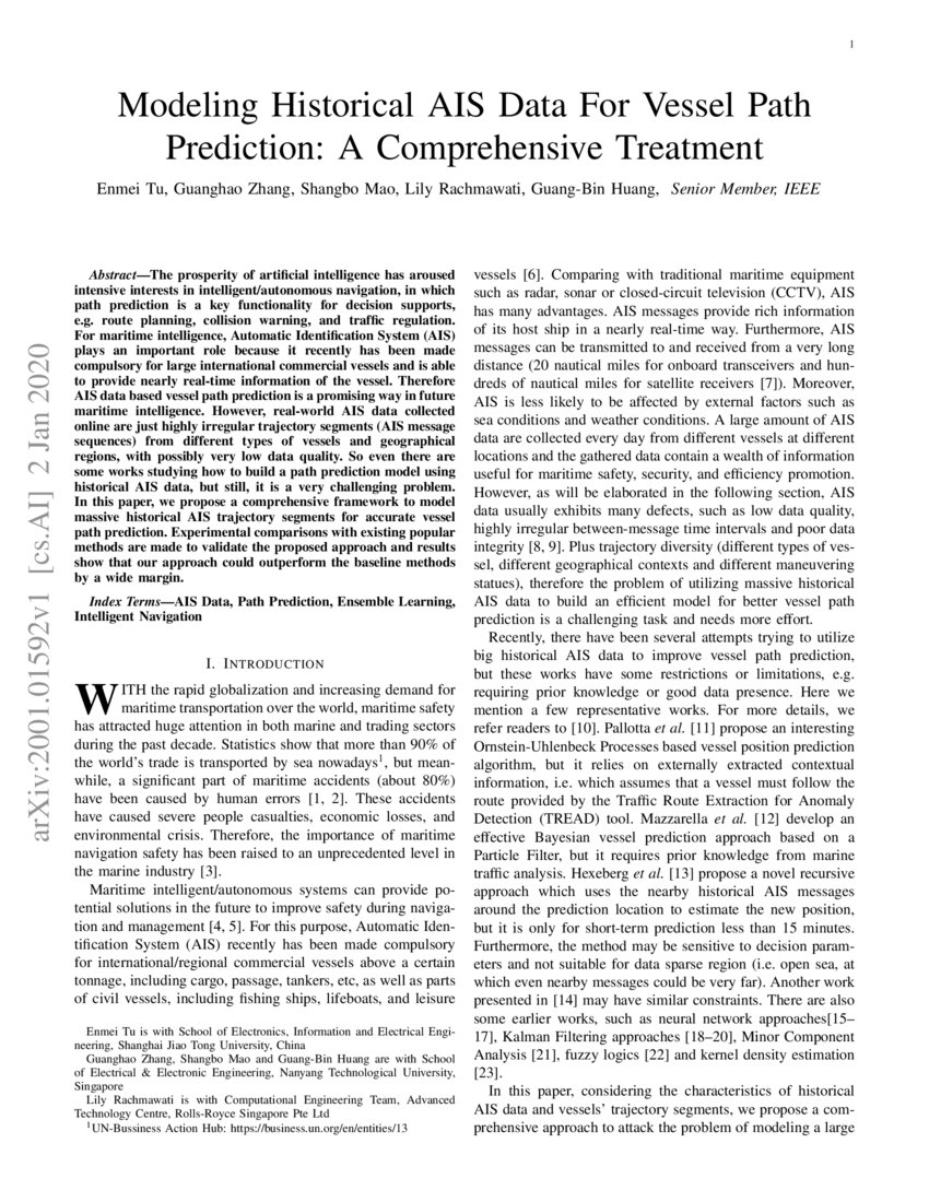 Modeling Historical Ais Data For Vessel Path Prediction A Comprehensive Treatment Deepai