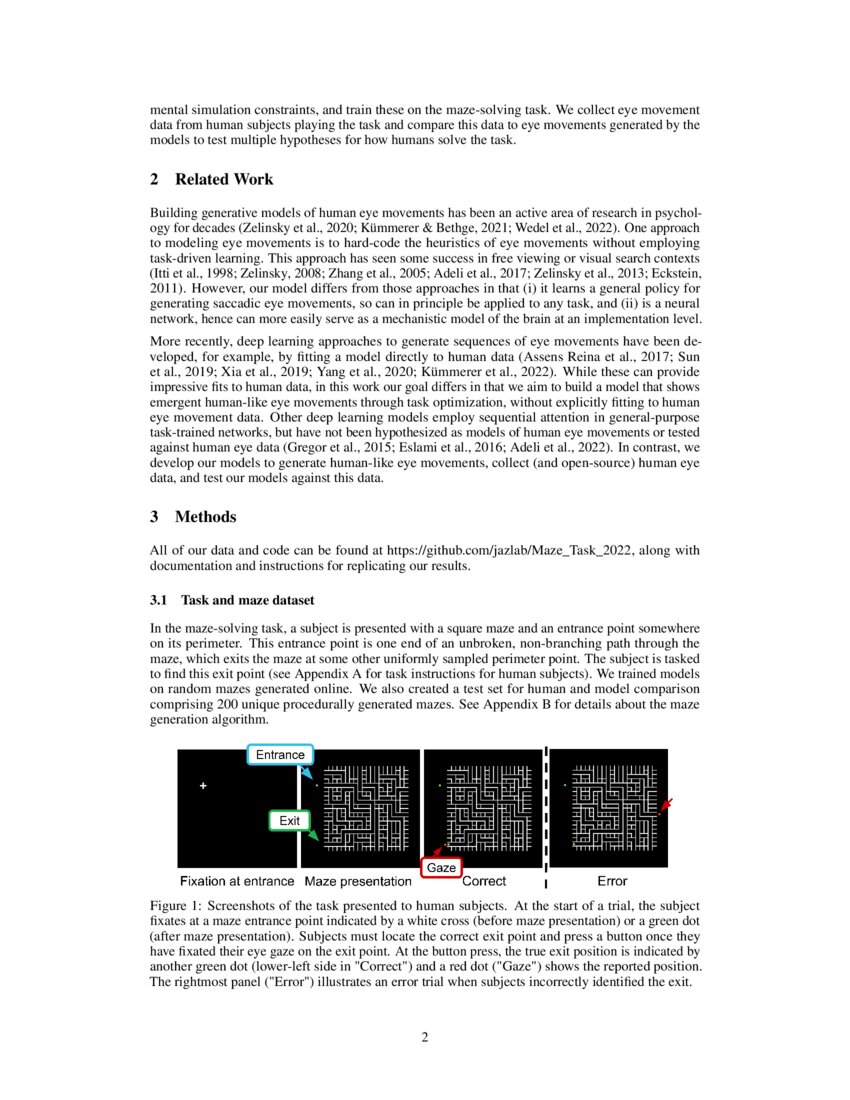 Modeling Human Eye Movements With Neural Networks In A Maze Solving Task Deepai 0038
