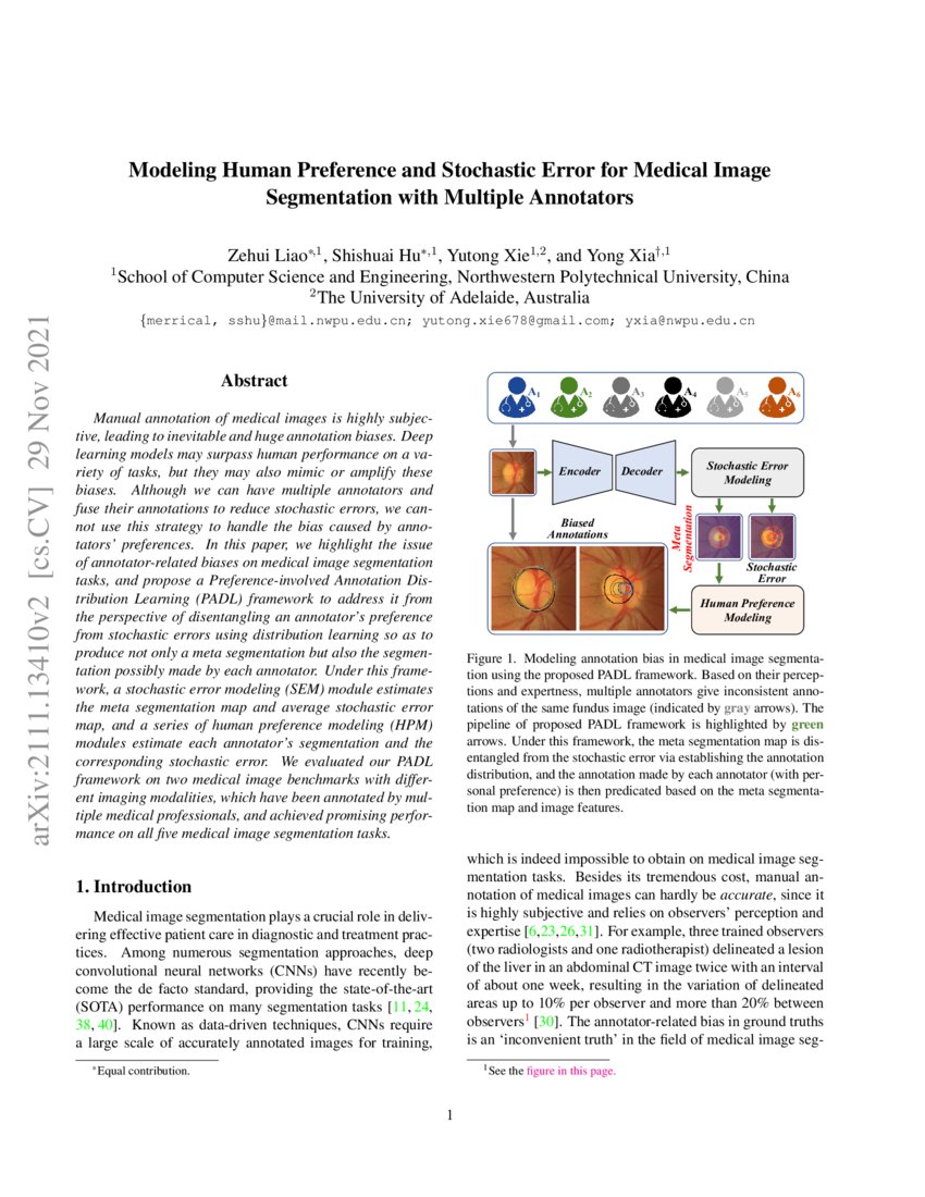 Modeling Human Preference and Stochastic Error for Medical Image Segmentation with Multiple ...