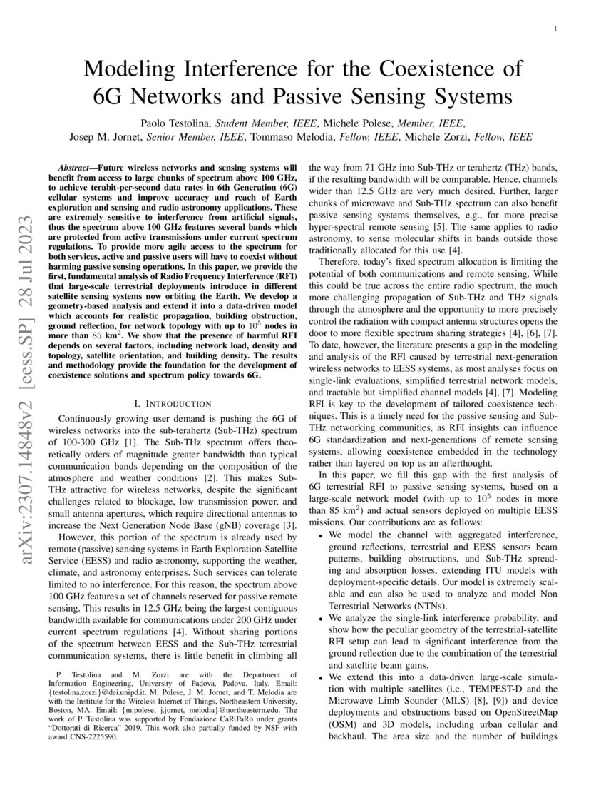 Modeling Interference For The Coexistence Of 6g Networks And Passive