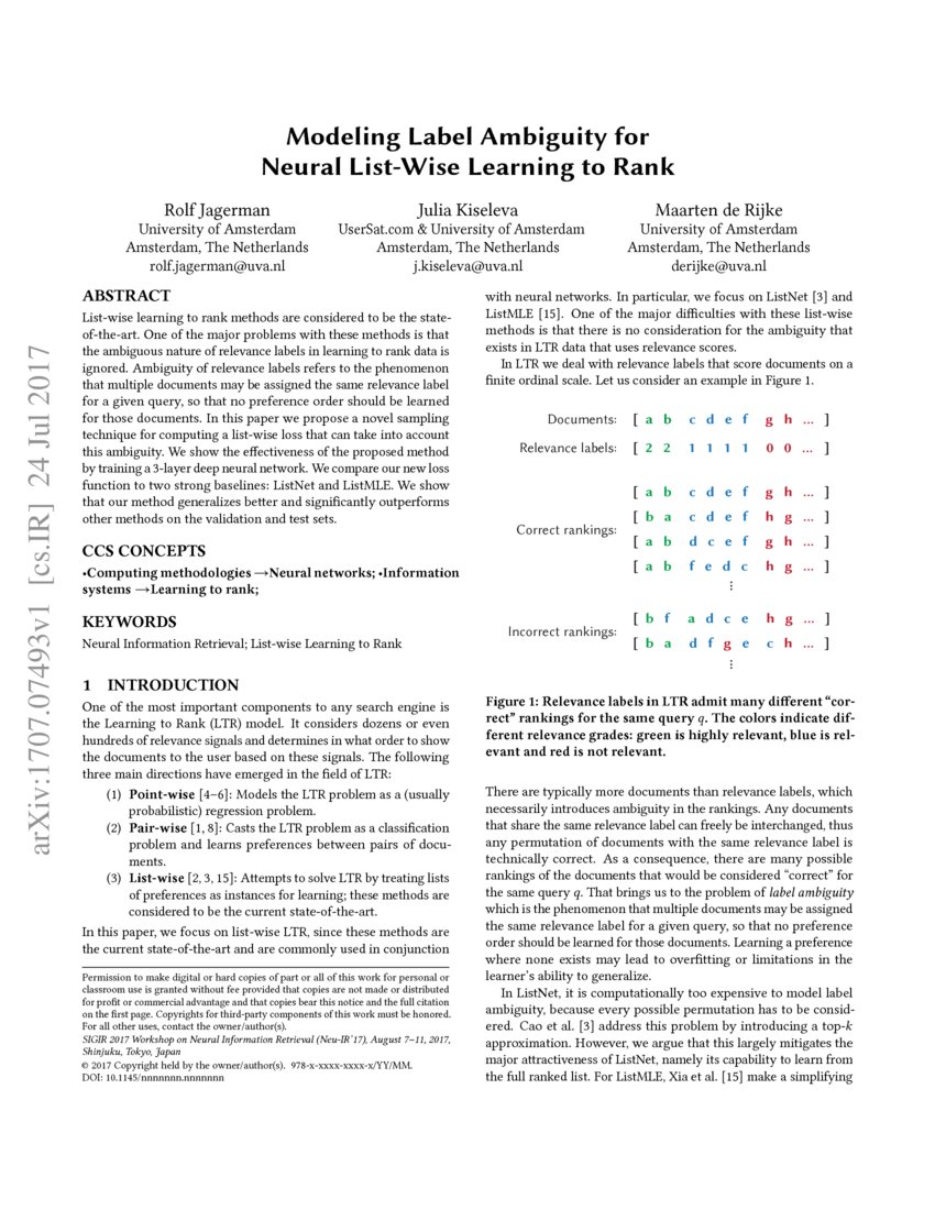 Modeling Label Ambiguity for Neural List-Wise Learning to Rank | DeepAI