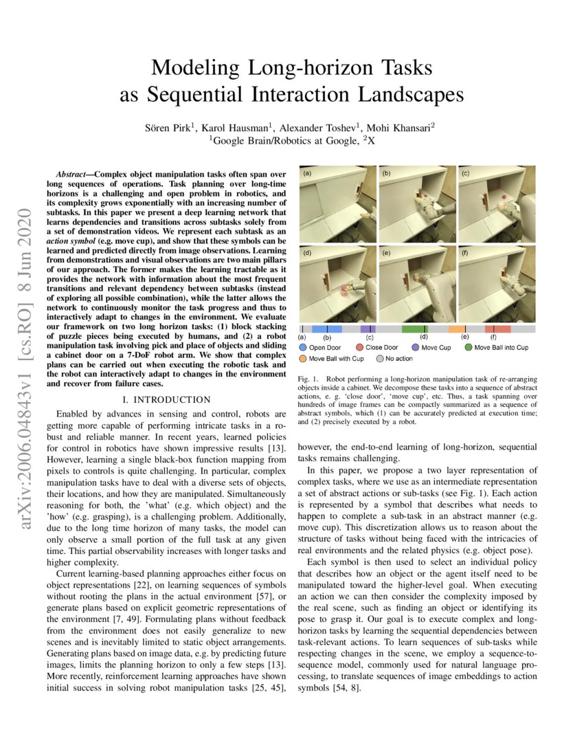 Modeling Long-horizon Tasks as Sequential Interaction Landscapes | DeepAI