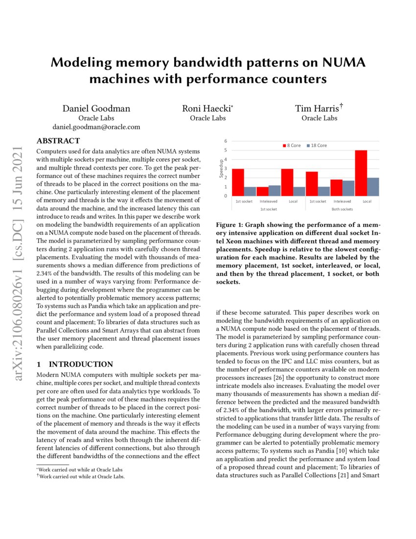 Modeling Memory Bandwidth Patterns On Numa Machines With Performance Counters Deepai