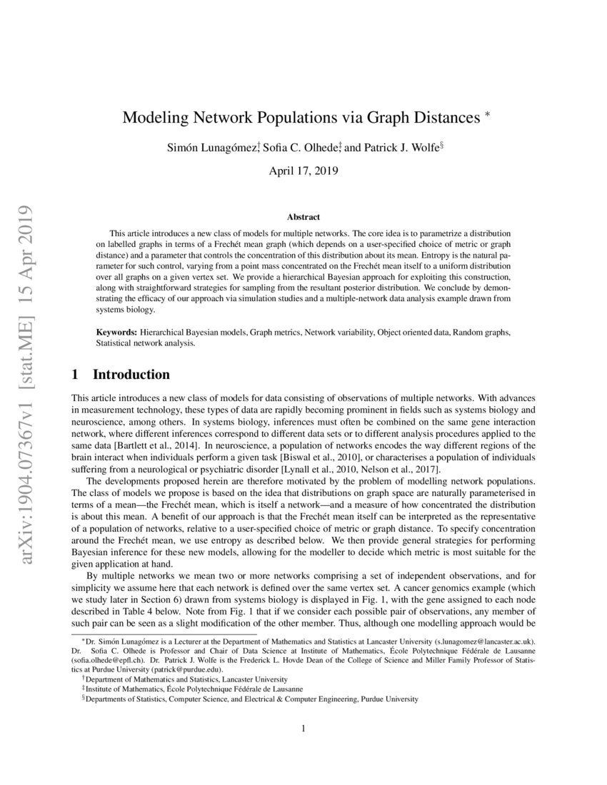 Modeling Network Populations via Graph Distances | DeepAI
