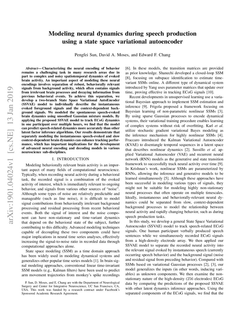 Modeling Neural Dynamics During Speech Production Using A State Space Variational Autoencoder