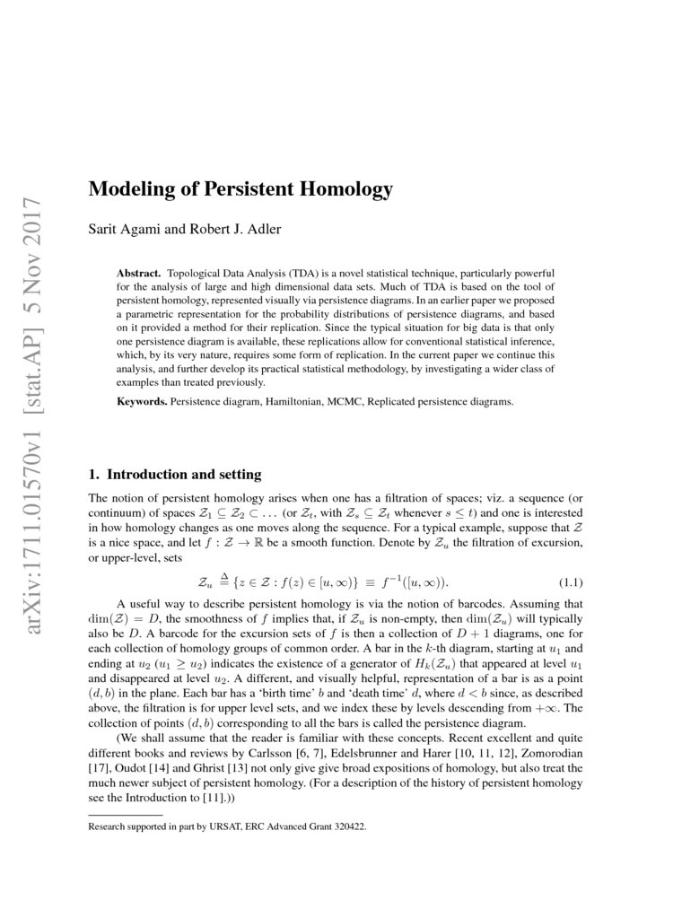 Modeling of Persistent Homology | DeepAI