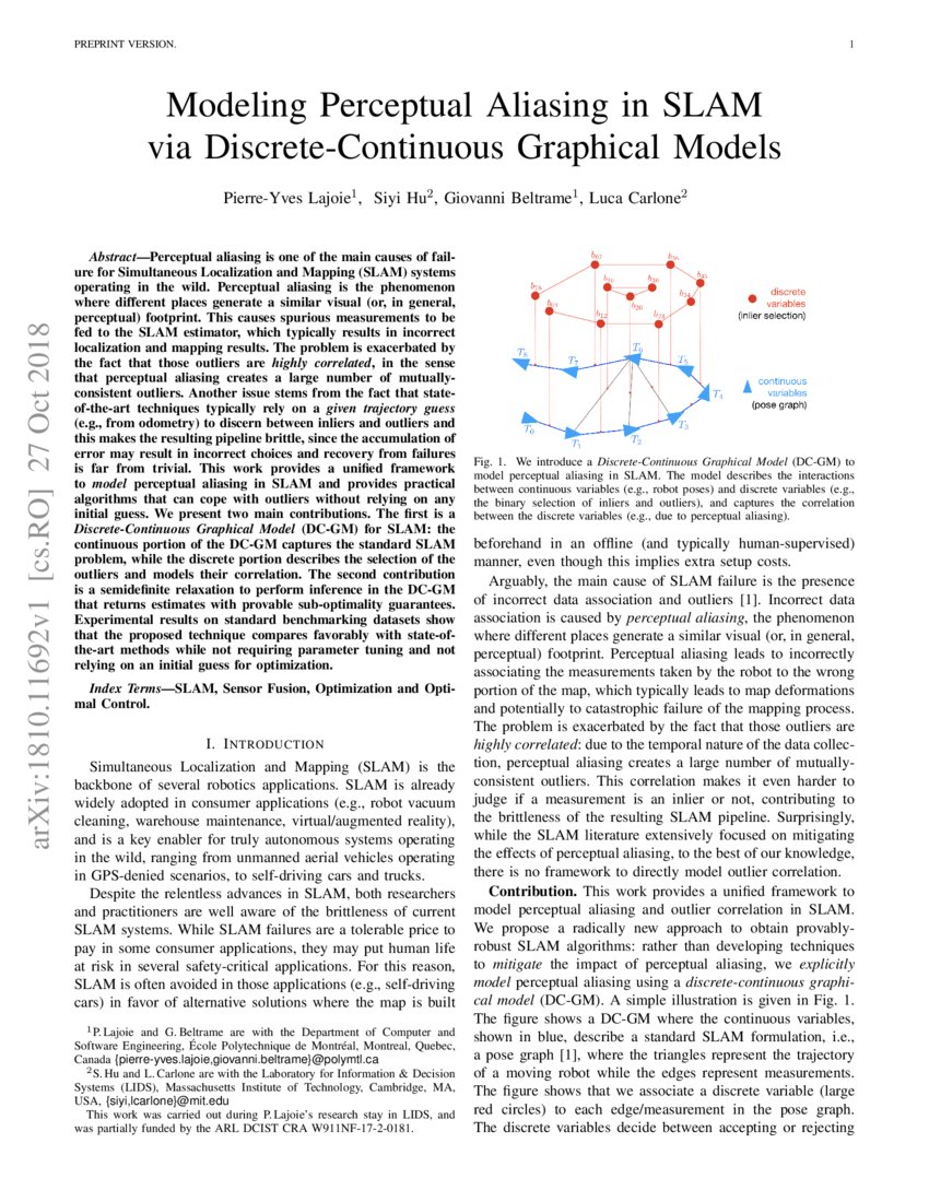Modeling Perceptual Aliasing in SLAM via Discrete-Continuous Graphical Models | DeepAI