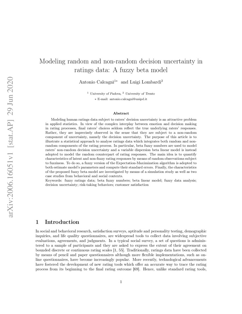 Modeling random and non-random decision uncertainty in ratings data: A ...