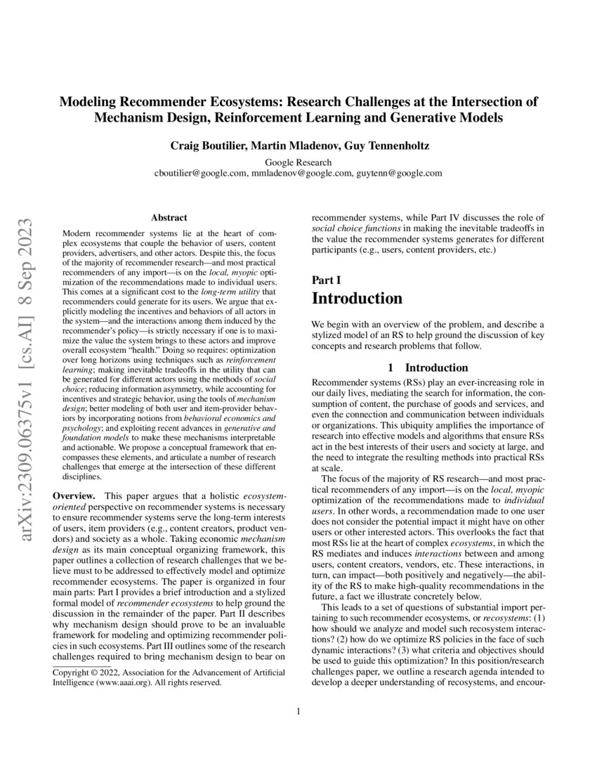 Modeling Recommender Ecosystems: Research Challenges at the ...