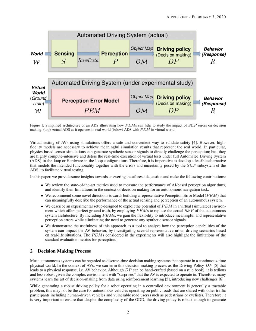 Modeling Sensing And Perception Errors Towards Robust Decision Making