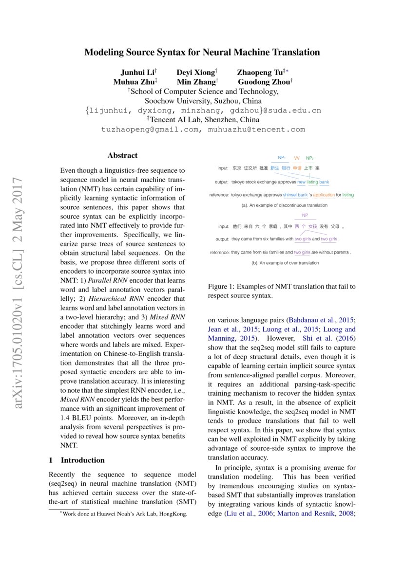Modeling Source Syntax for Neural Machine Translation | DeepAI