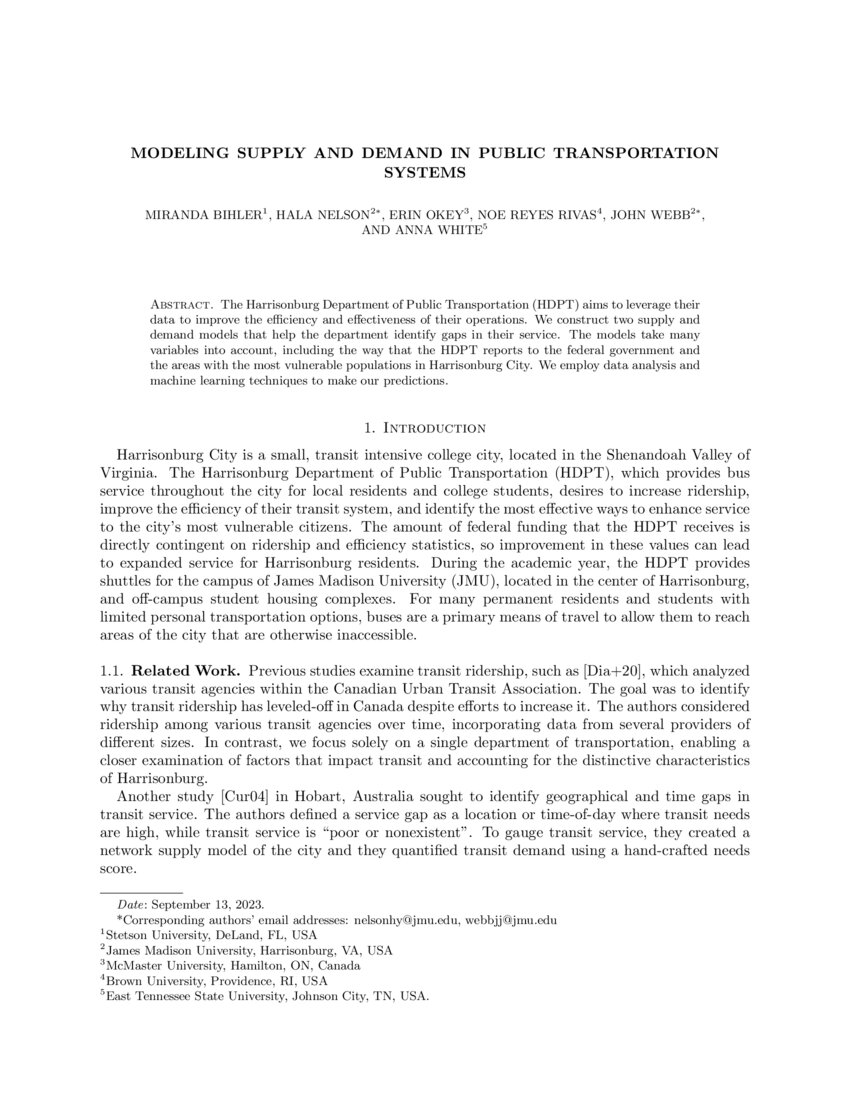 Modeling Supply And Demand In Public Transportation Systems Deepai