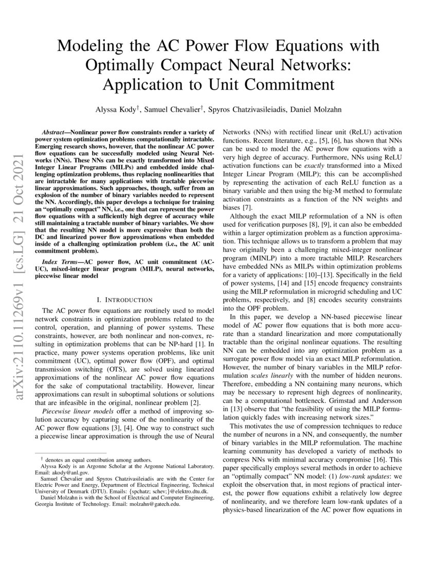 Modeling The Ac Power Flow Equations With Optimally Compact Neural