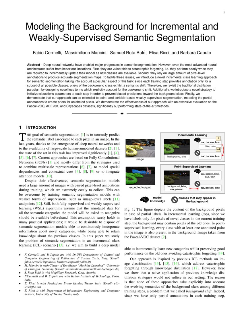 Modeling The Background For Incremental And Weakly Supervised Semantic