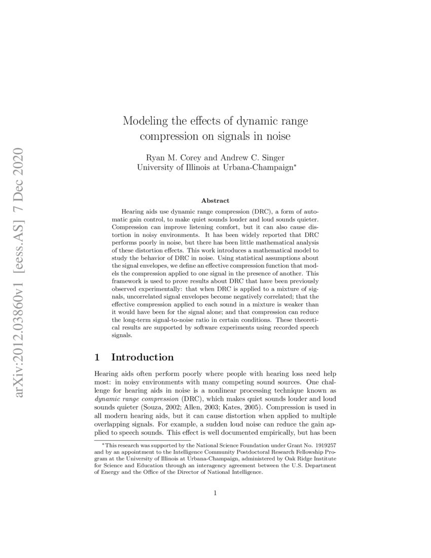 Modeling The Effects Of Dynamic Range Compression On Signals In Noise