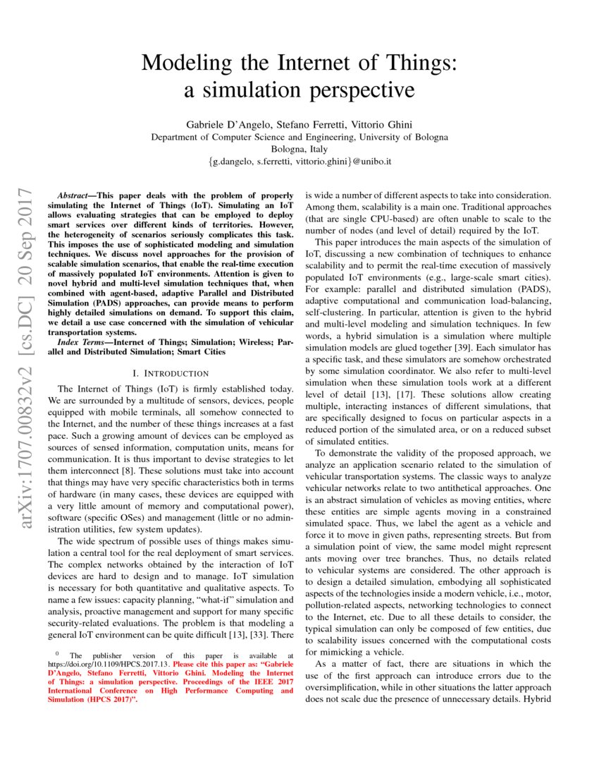 Modeling the Internet of Things: a simulation perspective | DeepAI