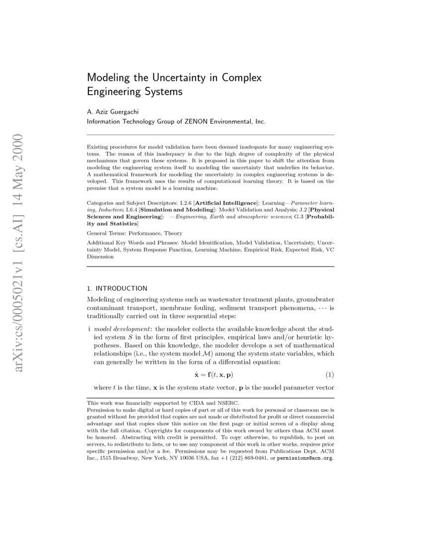Modeling the Uncertainty in Complex Engineering Systems | DeepAI